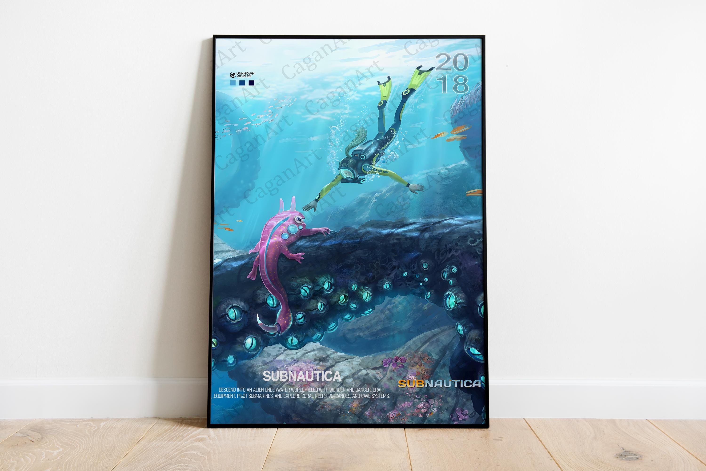 Subnautica Poster, Subnautica Video Game Poster, Minimalist Game Print ...