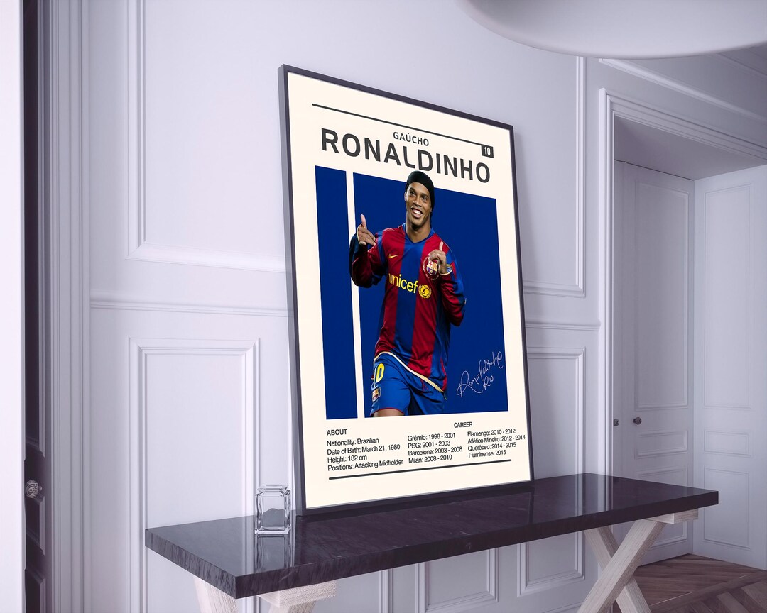 Ronaldinho Poster, Barcelona Poster, Football Poster, Ronaldinho Brazil ...