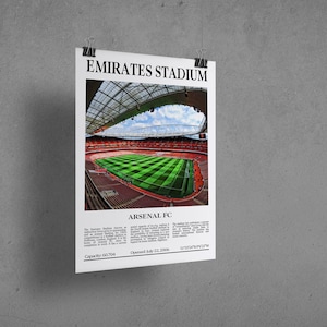Emirates Stadium Print, Arsenal Poster, Premier League Soccer Art ...