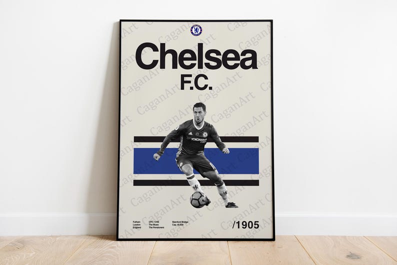 Chelsea Poster, Eden Hazard Poster, Stamford Bridge, Soccer Fan Gift ...
