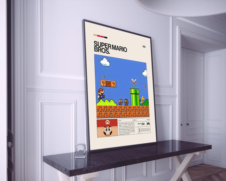 Super Mario Bros Poster, Super Mario Video Game Poster, Minimalist Game ...