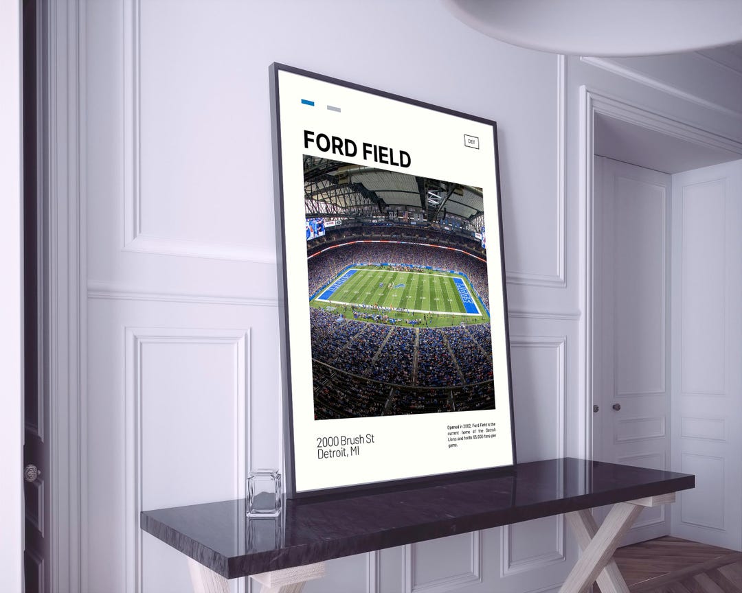 Ford Field Poster, Detroit Lions Poster, NFL Stadium Poster, Detroit ...