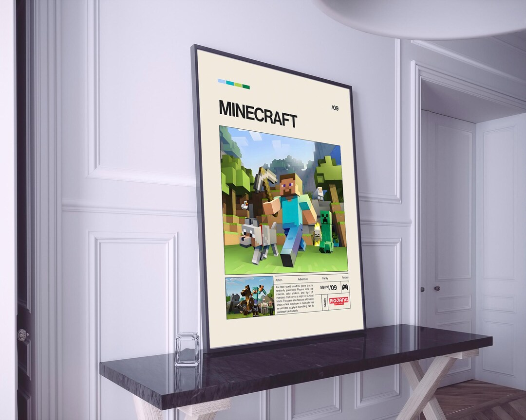 Minecraft Poster, Minecraft Video Game Poster, Minimalist Game Print ...