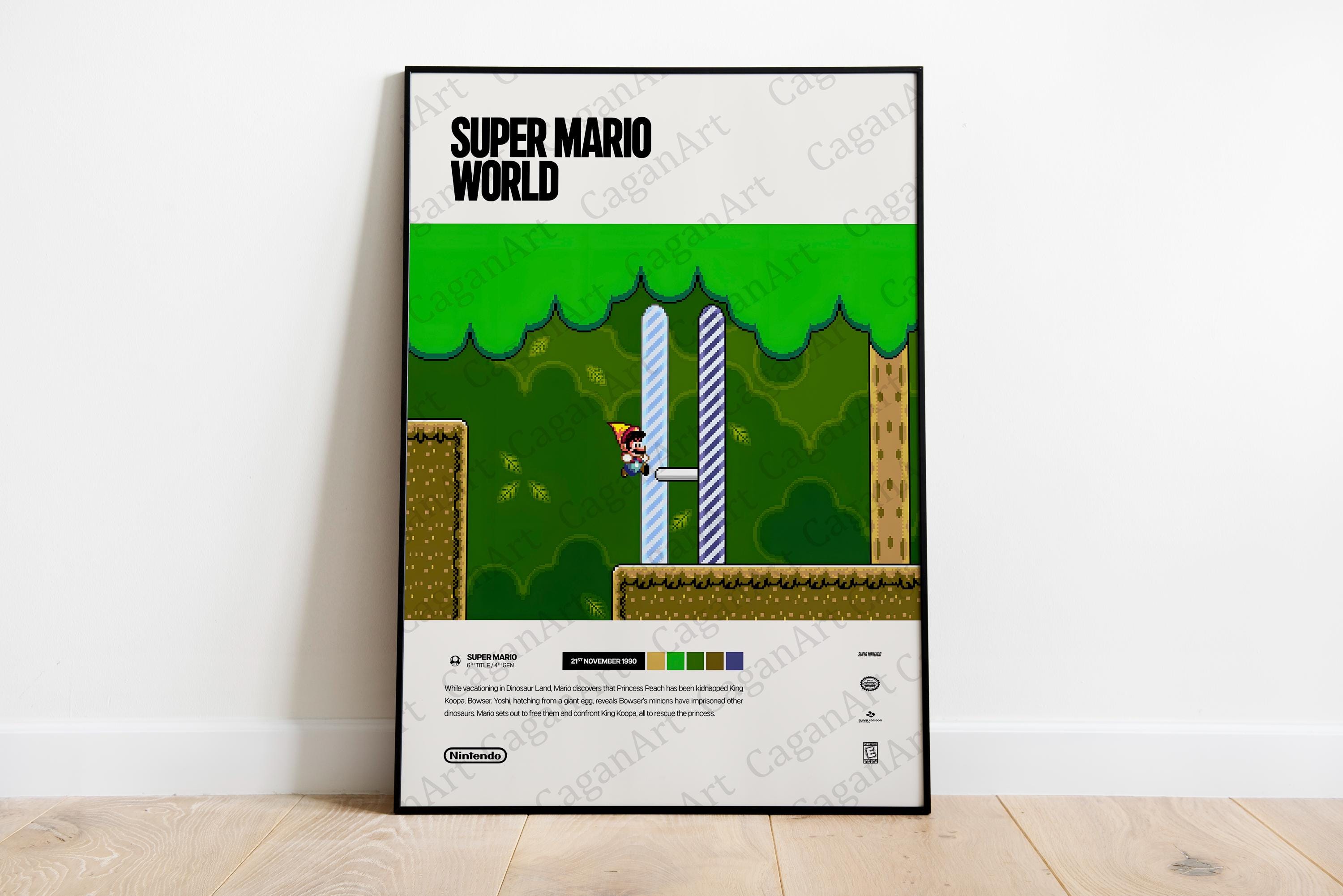 Super Mario World Poster, Super Mario Video Game Poster, Minimalist ...