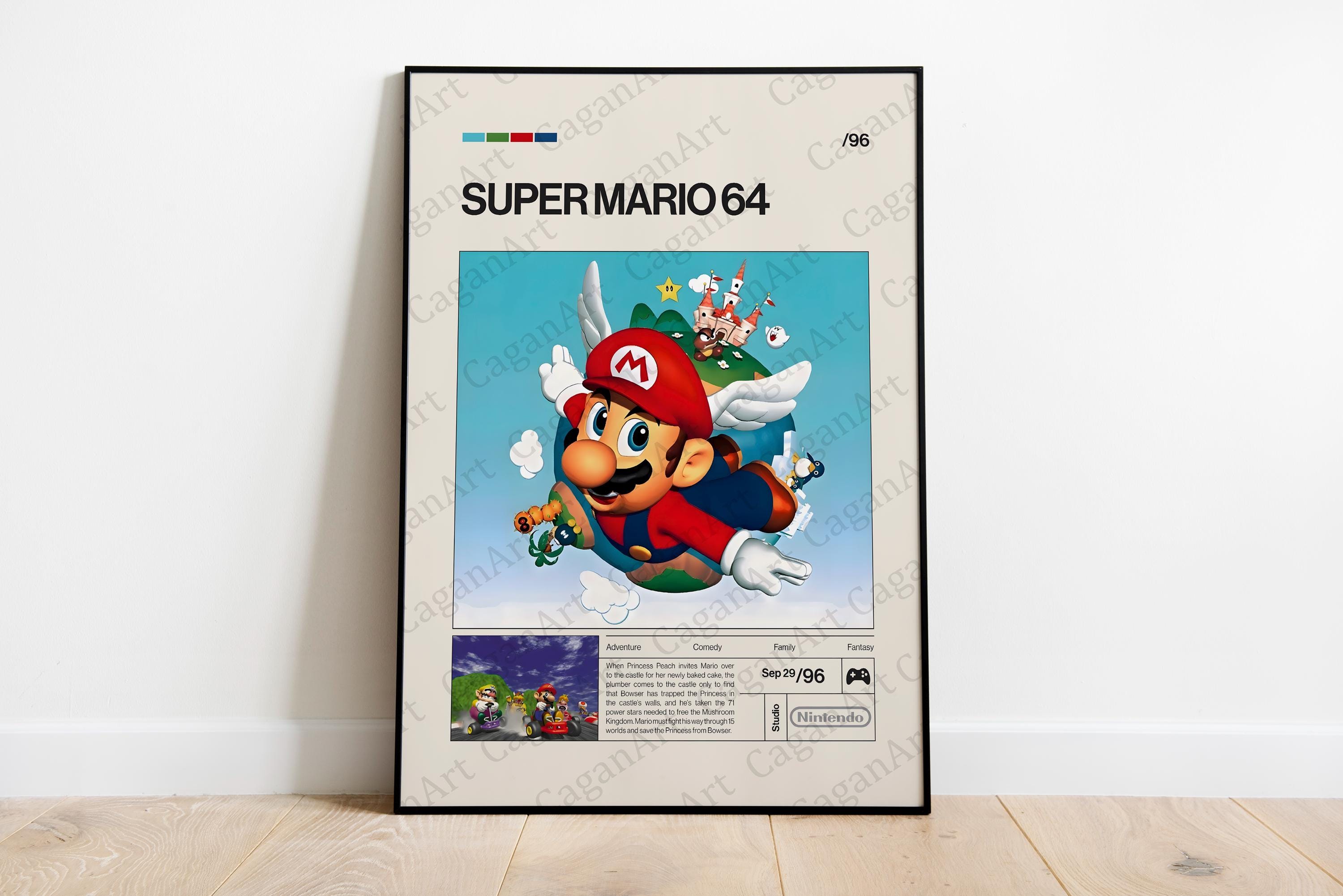 Super Mario 64 Poster, Super Mario 64 Video Game Poster, Minimalist ...