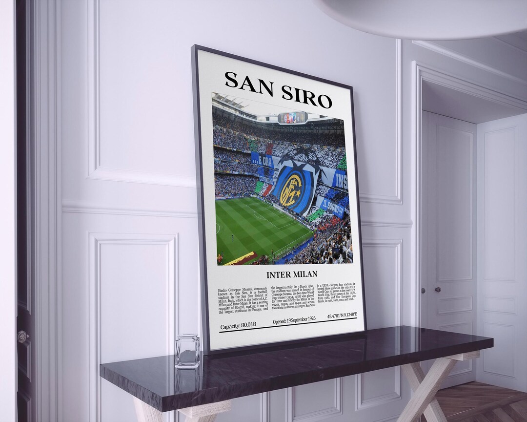 San Siro Stadium Print, Inter Milan Poster, Serie A Poster, Sports Fan ...