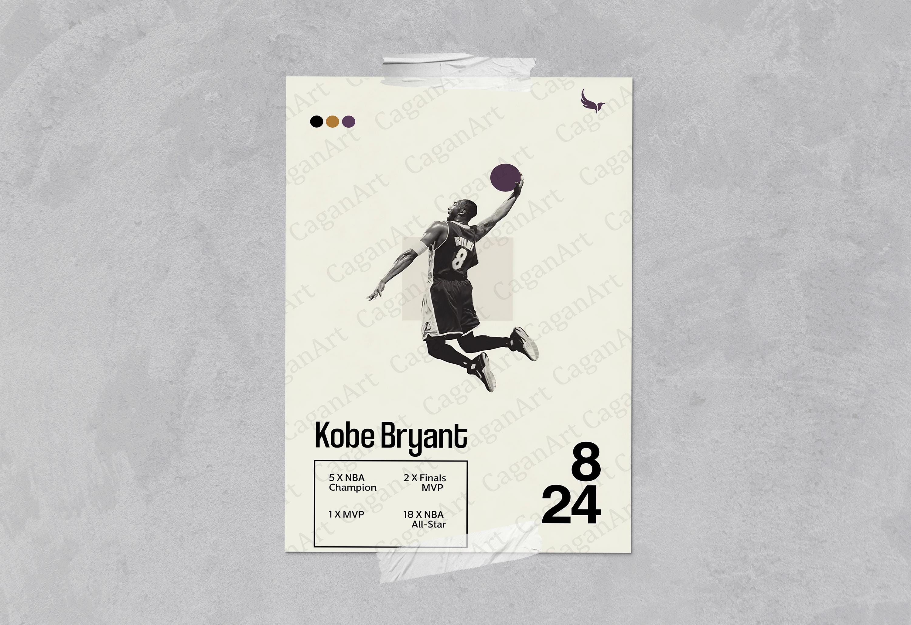 Kobe Bryant Poster, Basketball Legend Art Print, Wall Decor, Sports ...