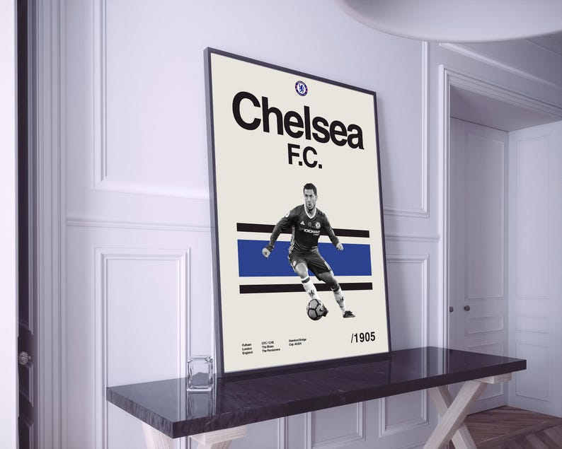 Chelsea Poster, Eden Hazard Poster, Stamford Bridge, Soccer Fan Gift ...