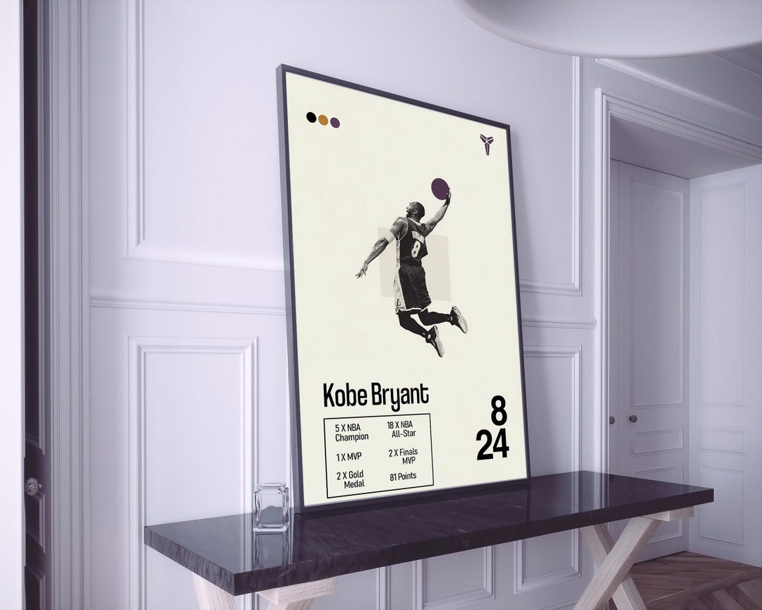 Kobe Bryant Poster, Basketball Legend Art Print, Wall Decor, Sports ...
