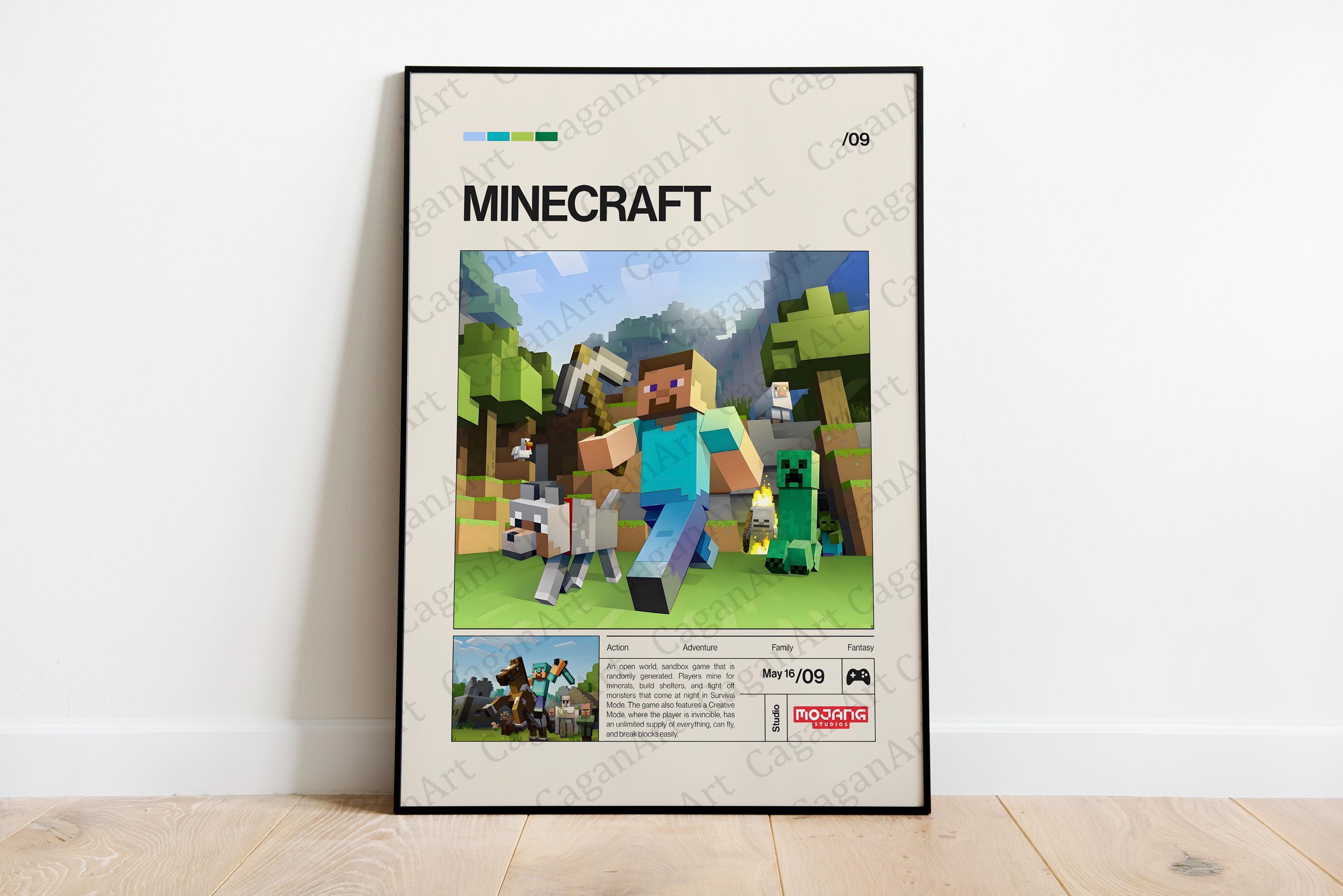 Minecraft Poster, Minecraft Video Game Poster, Minimalist Game Print ...