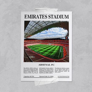 Emirates Stadium Print, Arsenal Poster, Premier League Soccer Art ...