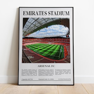 Emirates Stadium Print, Arsenal Poster, Premier League Soccer Art ...