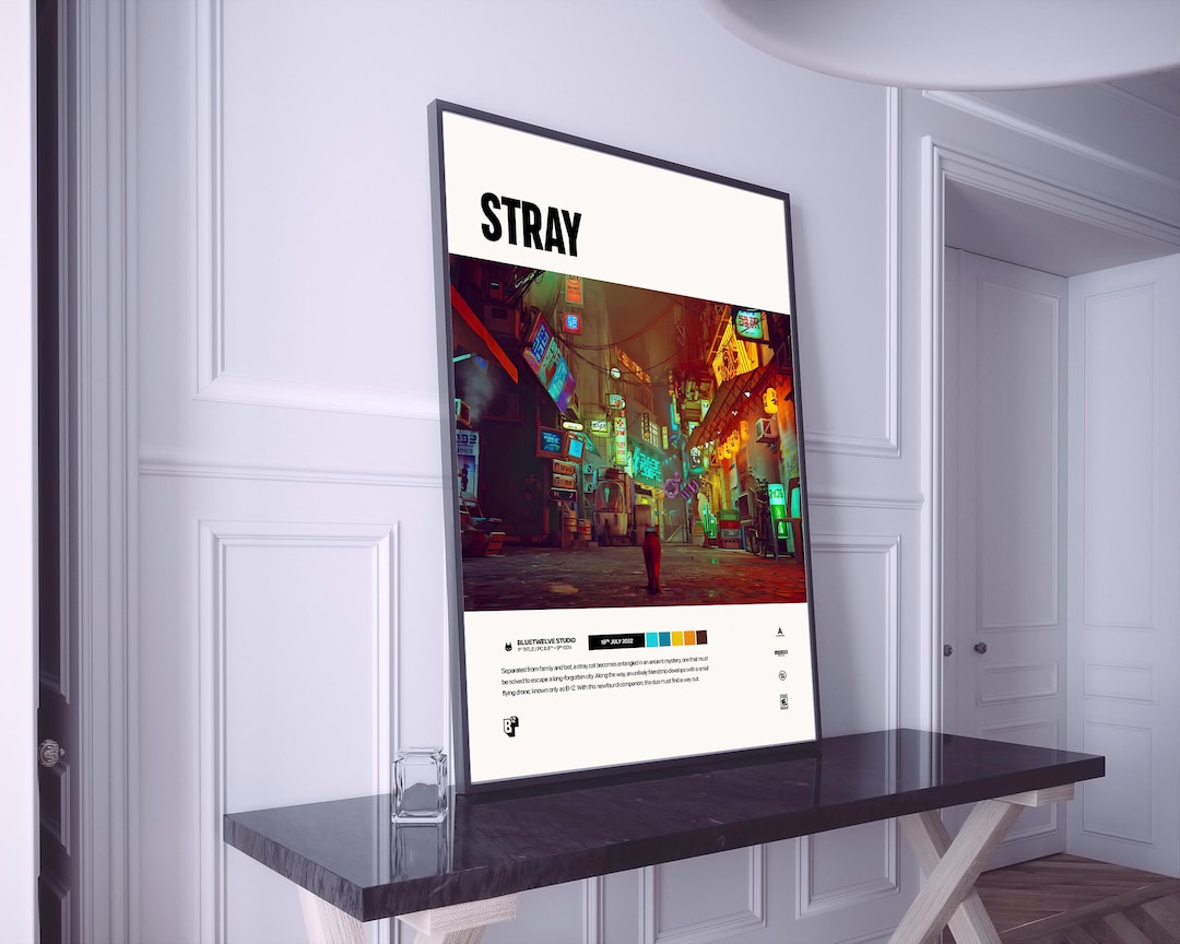 Stray Poster, Stray Video Game Poster, Minimalist Game Print, Gaming ...