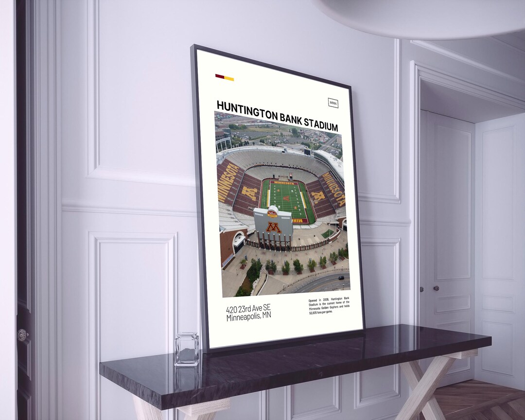 Huntington Bank Stadium Poster, Minnesota Golden Gophers Print Poster ...