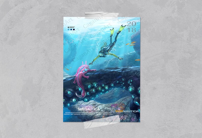 Subnautica Poster, Subnautica Video Game Poster, Minimalist Game Print ...