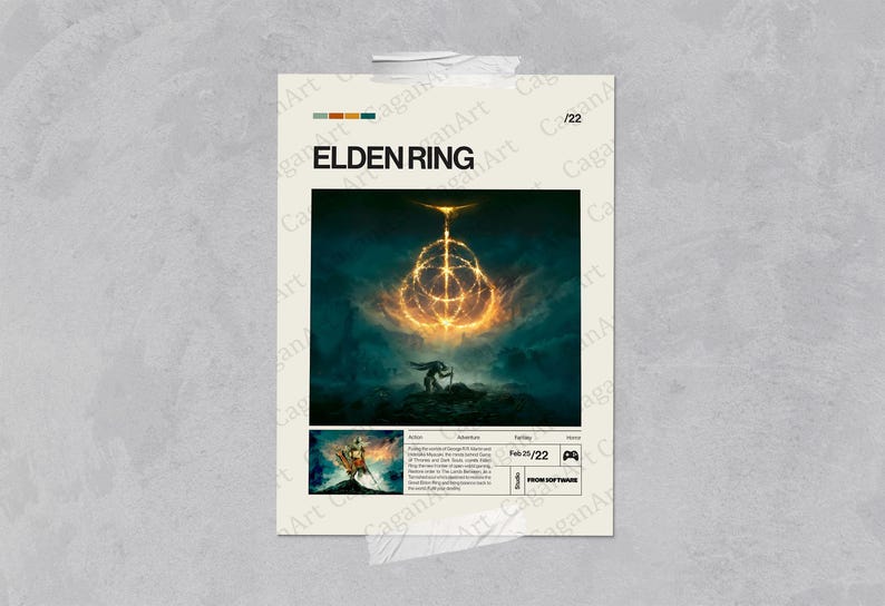 Elden Ring Poster, Elden Ring Video Game Poster, Minimalist Game Print ...