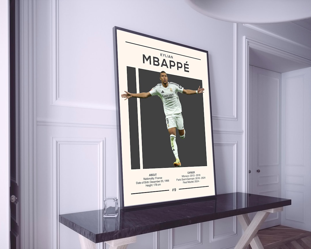 Kylian Mbappe Poster, Real Madrid Poster, Football Gift Poster, Soccer ...