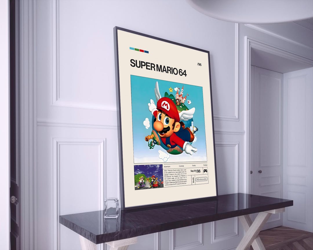 Super Mario 64 Poster, Super Mario 64 Video Game Poster, Minimalist ...