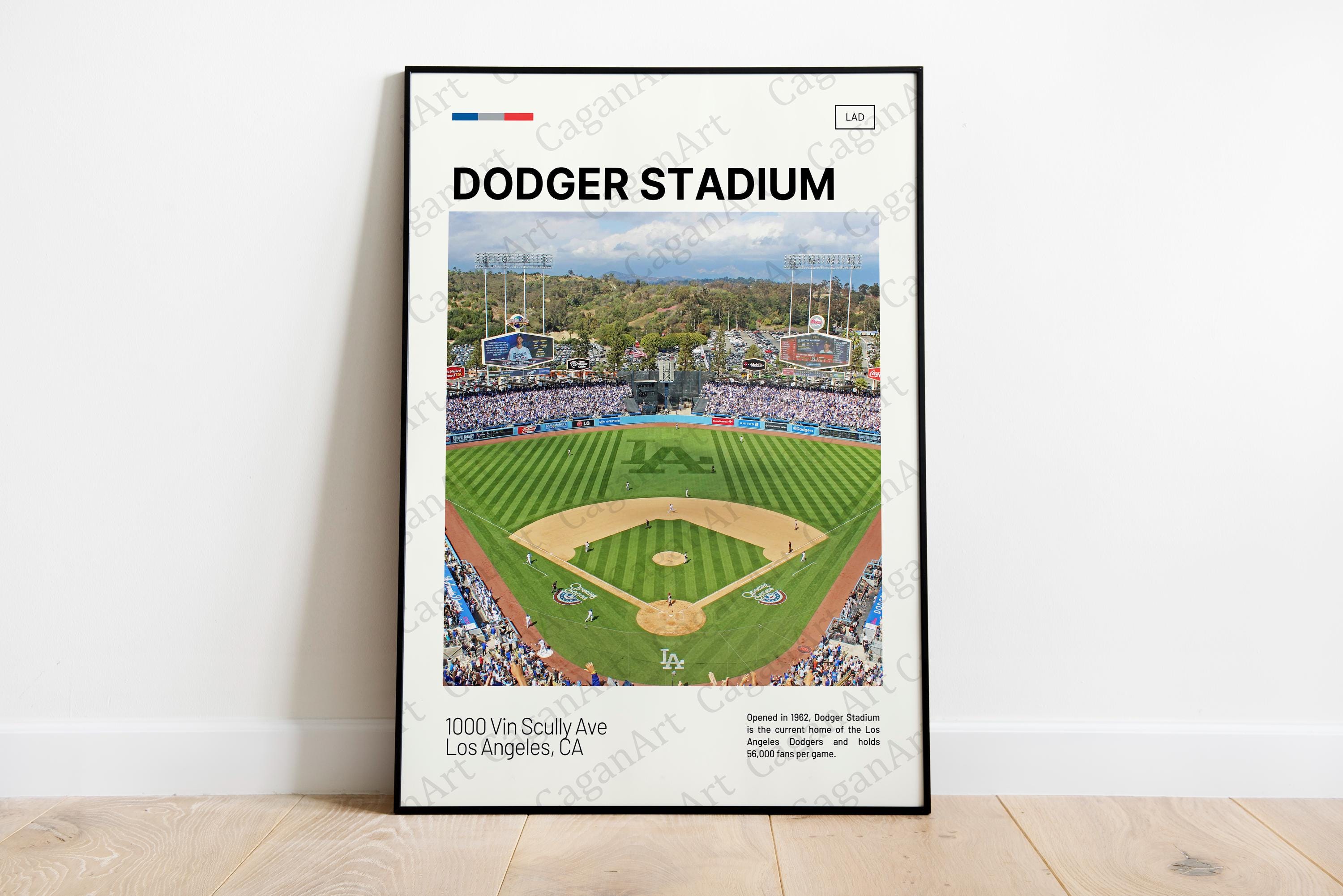 Dodger Stadium Poster, Los Angeles Dodgers Poster, MLB Stadium Poster ...