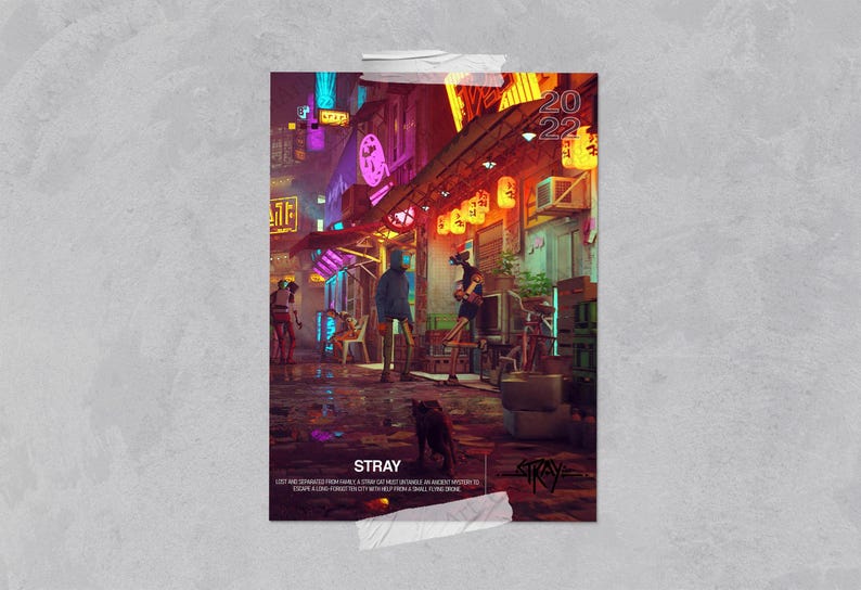 Stray Poster, Stray Videospiel Poster, Minimalistischer Spiel Druck ...