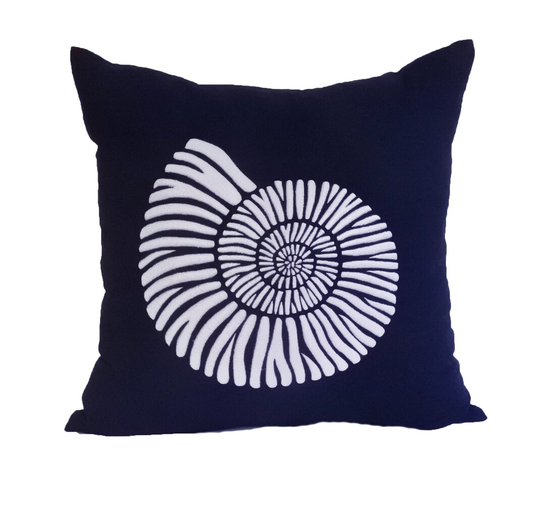 Shell Pillow, Navy Linen Pillow Cover, Nautical Pillows, Custom ...