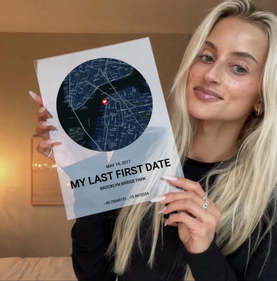Location Map, Our First Date Plaque, First Date Map, Gifts for ...