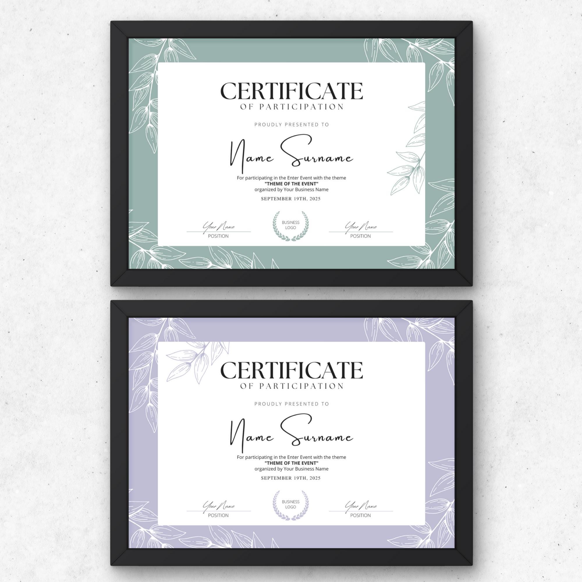 Certificate of Participation Template, Event Certificate, Seminar ...