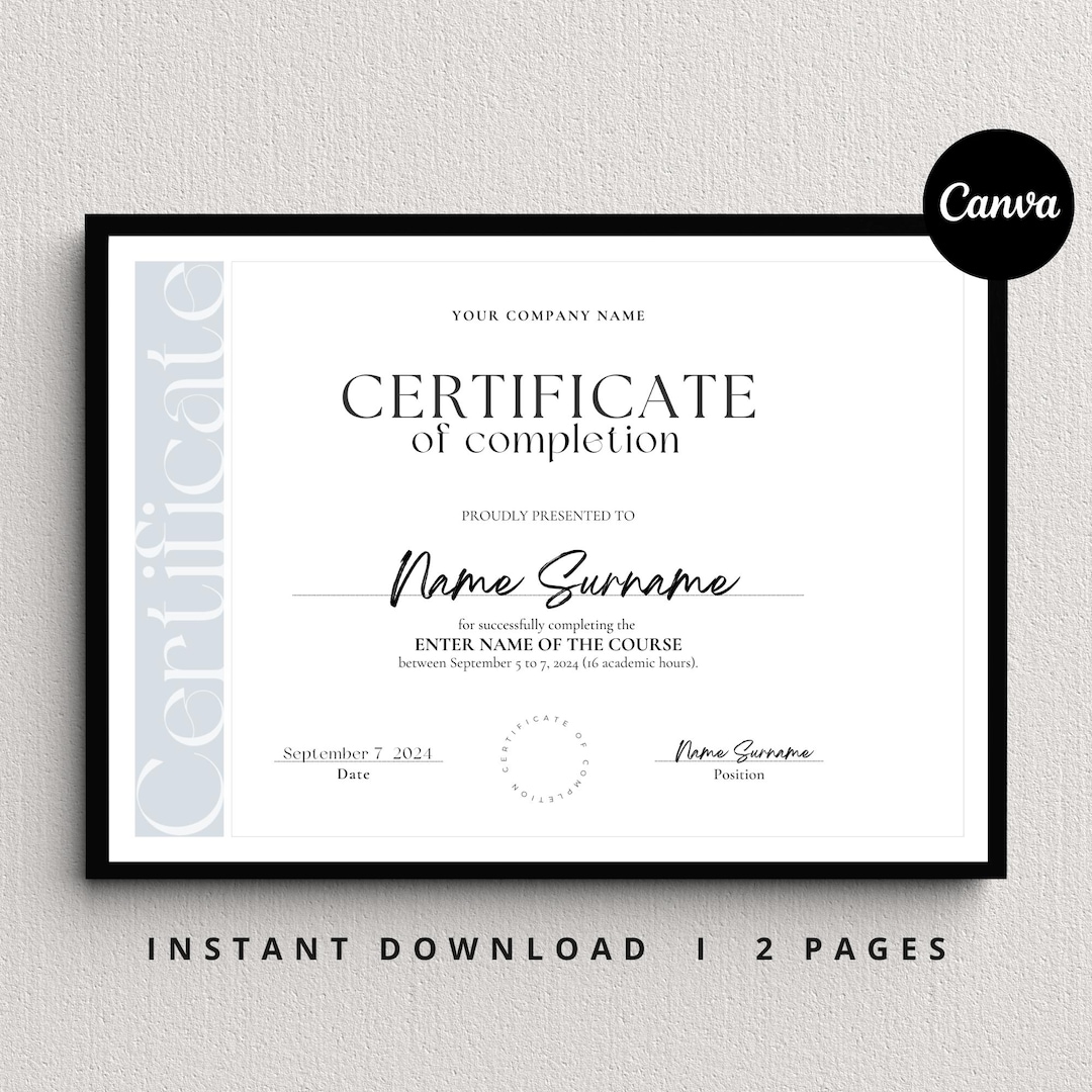 Certificate of Completion Template, Course Certificate, Training ...