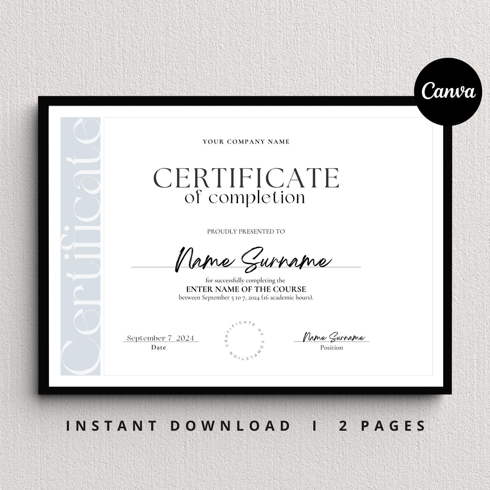 Certificate of Completion Template, Course Certificate, Training ...