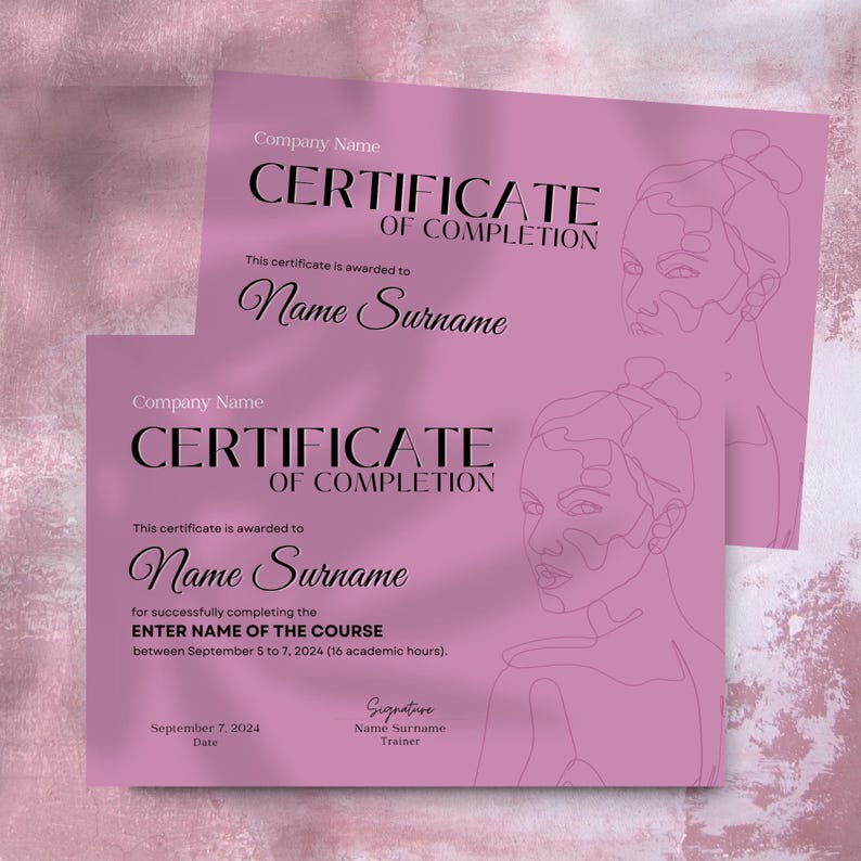 Certificate of Completion Template, Course Certificate, Beauty Training ...