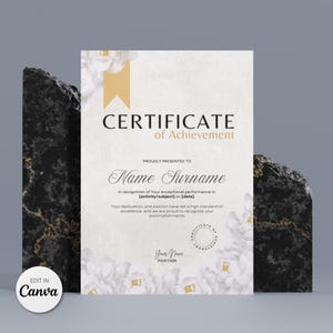 Editable Certificate of Achievement Template: Printable Canva Award - Etsy