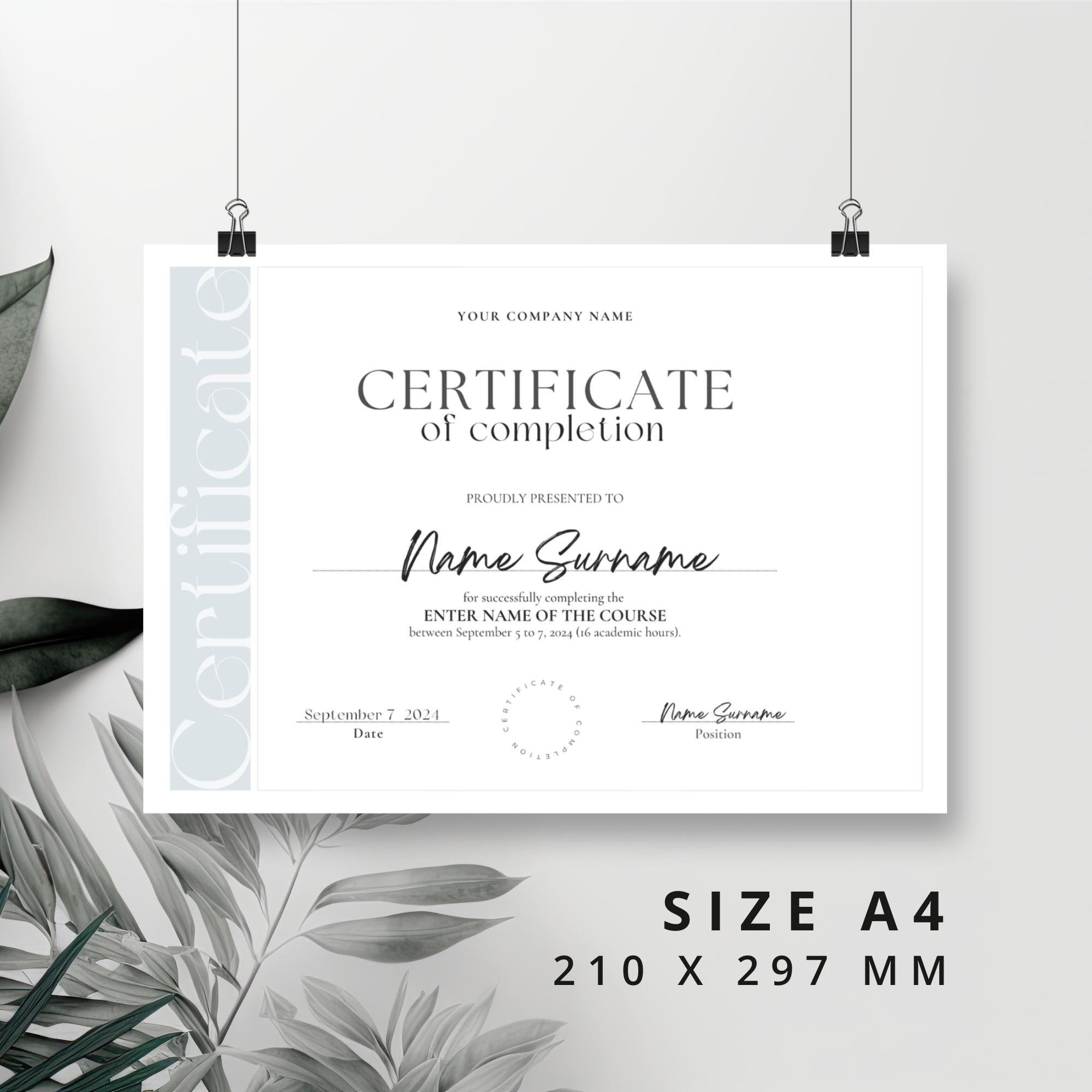 Certificate of Completion Template, Course Certificate, Training ...