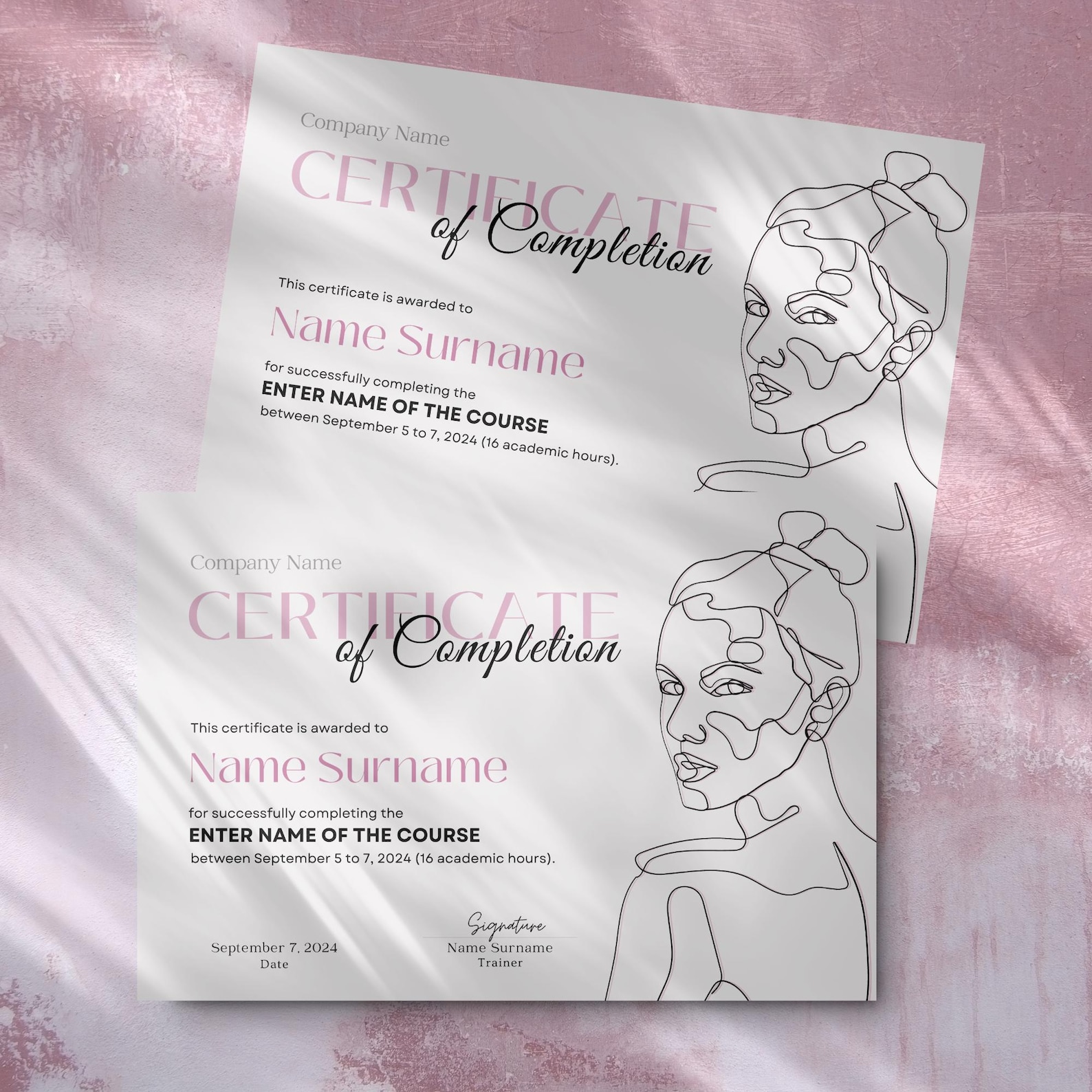 Editable Certificate of Completion Template: Minimalist Canva Design - Etsy