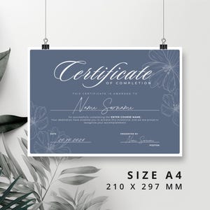 Minimalist Certificate of Completion Template: Editable Canva Design ...