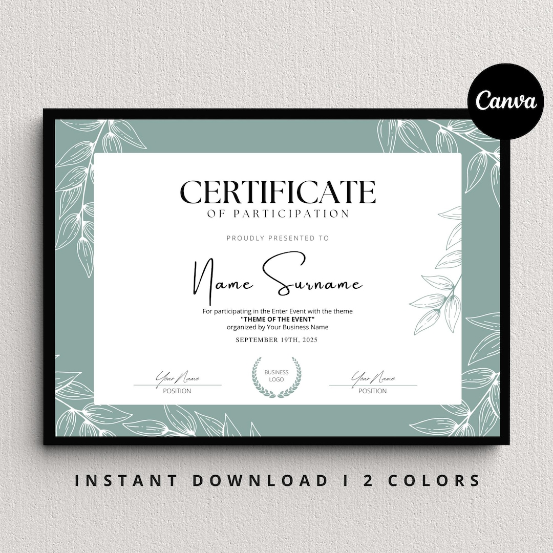 Certificate of Participation Template, Event Certificate, Seminar ...