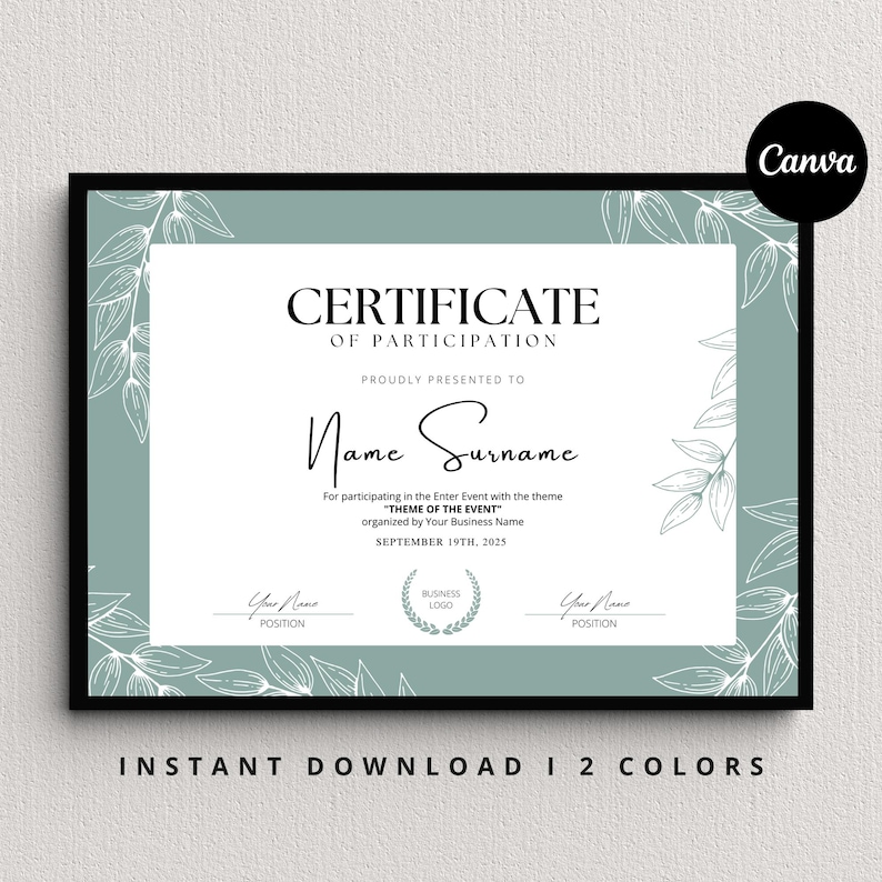 Certificate of Participation Template, Event Certificate, Seminar ...