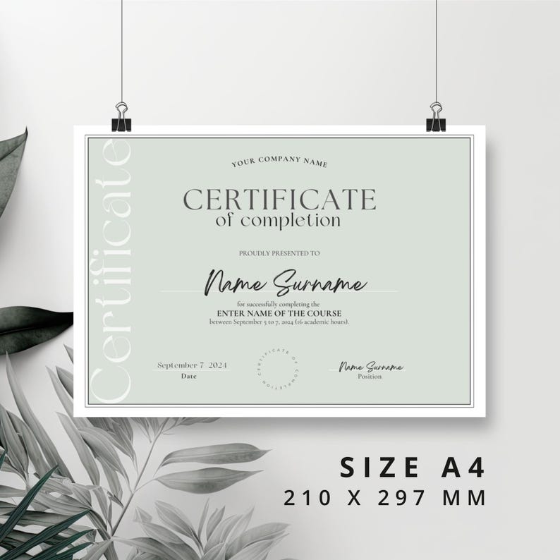 Certificate of Completion Template, Course Certificate, Training ...