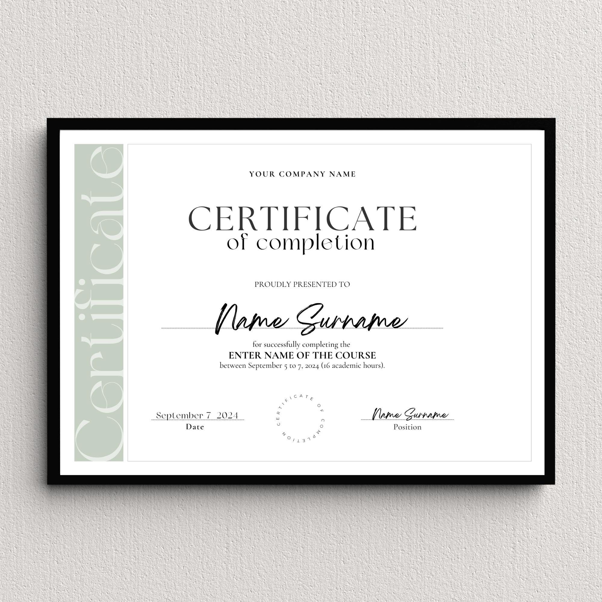 Certificate of Completion Template, Course Certificate, Training ...