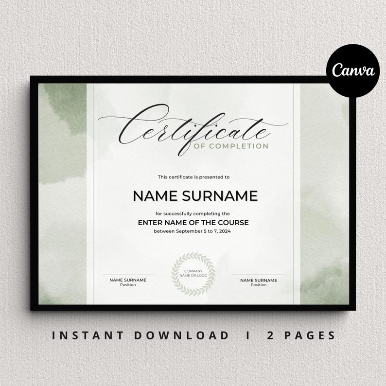Certificate of Completion Template, Course Certificate, Training ...