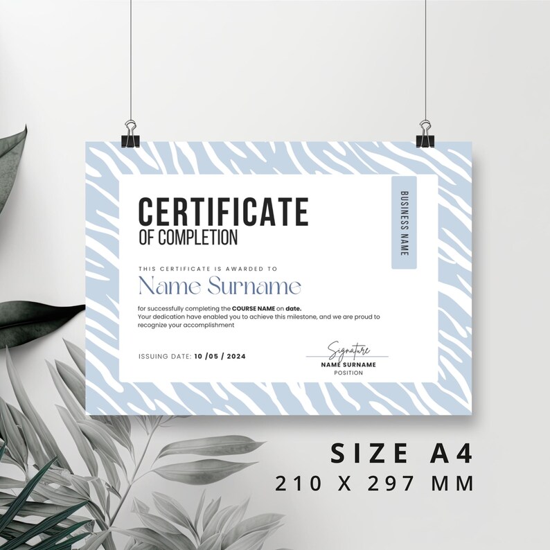 Editable Certificate of Completion Template: Printable Canva Design - Etsy