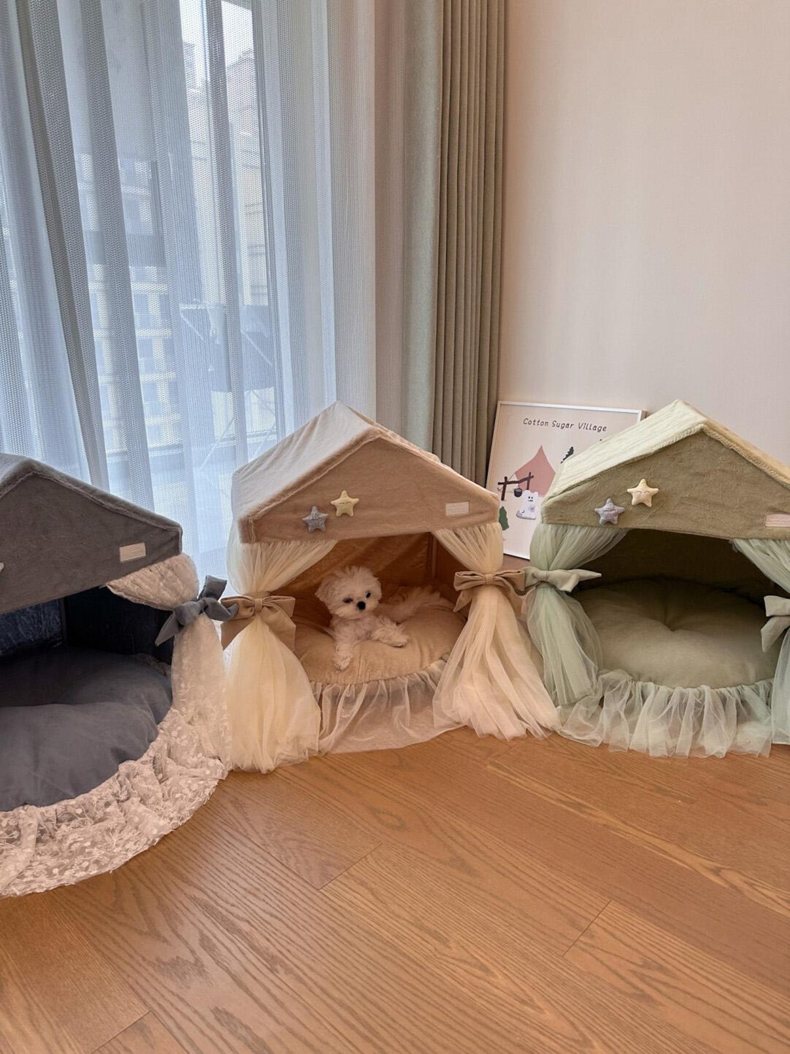 Fabric Dog House, Puppy Kitten Bed Lounger Mattress, House for Small ...