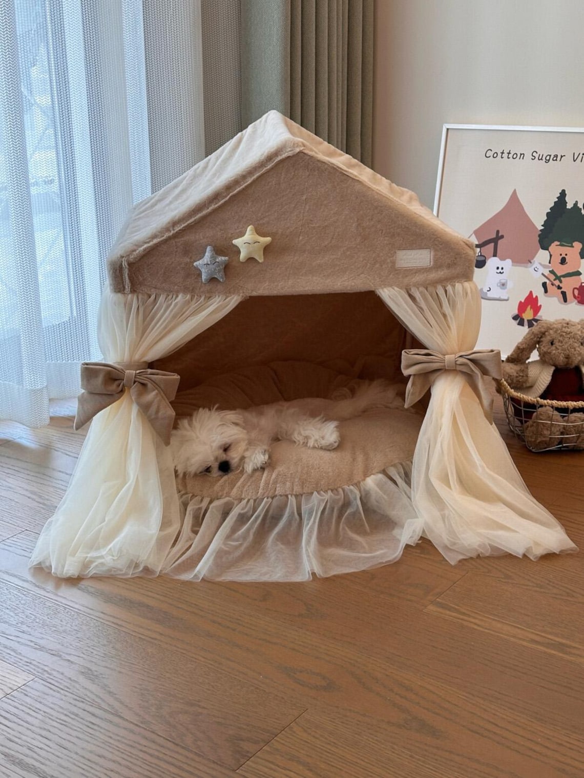 Fabric Dog House, Puppy Kitten Bed Lounger Mattress, House for Small ...