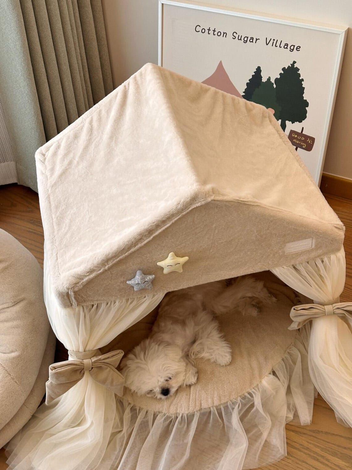 Fabric Dog House, Puppy Kitten Bed Lounger Mattress, House for Small ...