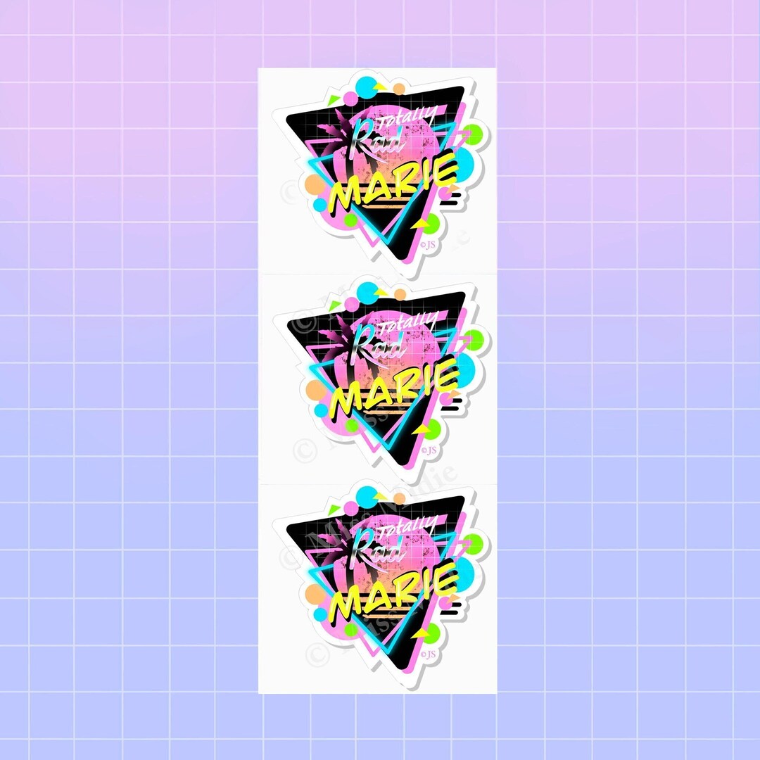 Custom Prism Vinyl Stickers, Retro 80's Style Name Stickers, Totally ...