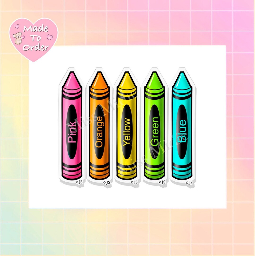 Colorful Rainbow Crayons Prism Stickers by Miss Midie - Etsy
