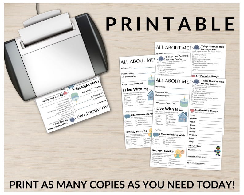 Autism 'all About Me' Worksheet: Special Needs Survey (printable PDF ...