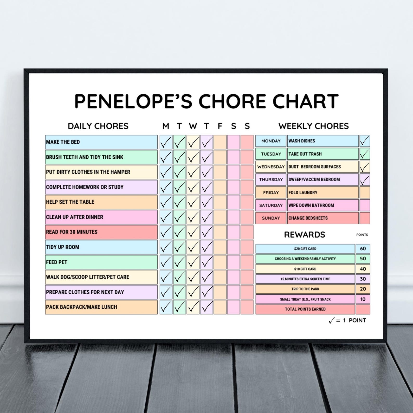 Customizable Kids Chore Chart: Weekly Routine Planner (printable PDF ...