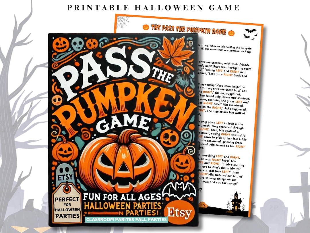 Pass the Pumpkin Game Printable, Halloween Party Activity for Kids ...