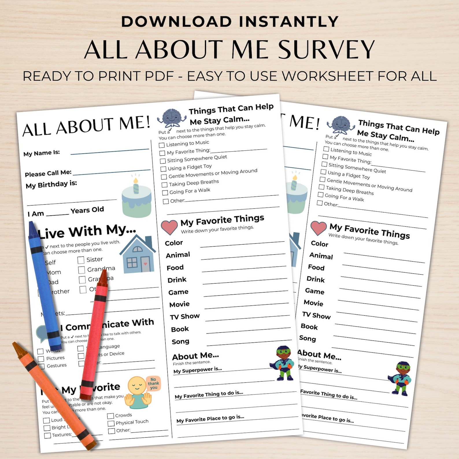 All About Me Worksheet, Autism, Special Needs (editable Canva Template ...