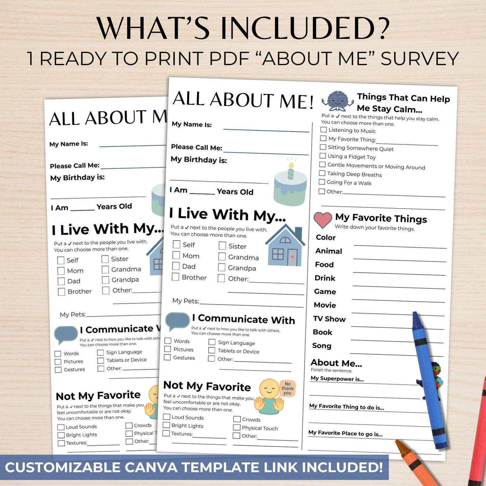 All About Me Worksheet, Autism, Special Needs (editable Canva Template ...